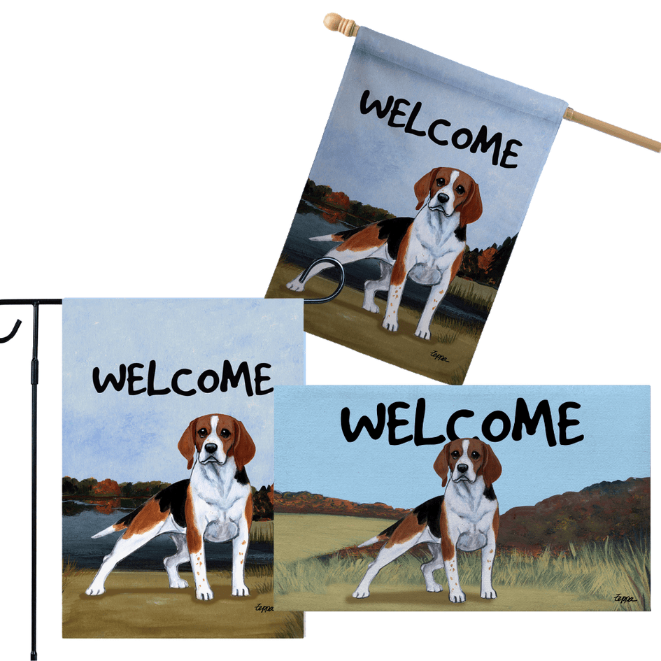 Beagle 3 Piece Bundle - House Flag, Garden Flag, & Welcome Mat | AKC Shop