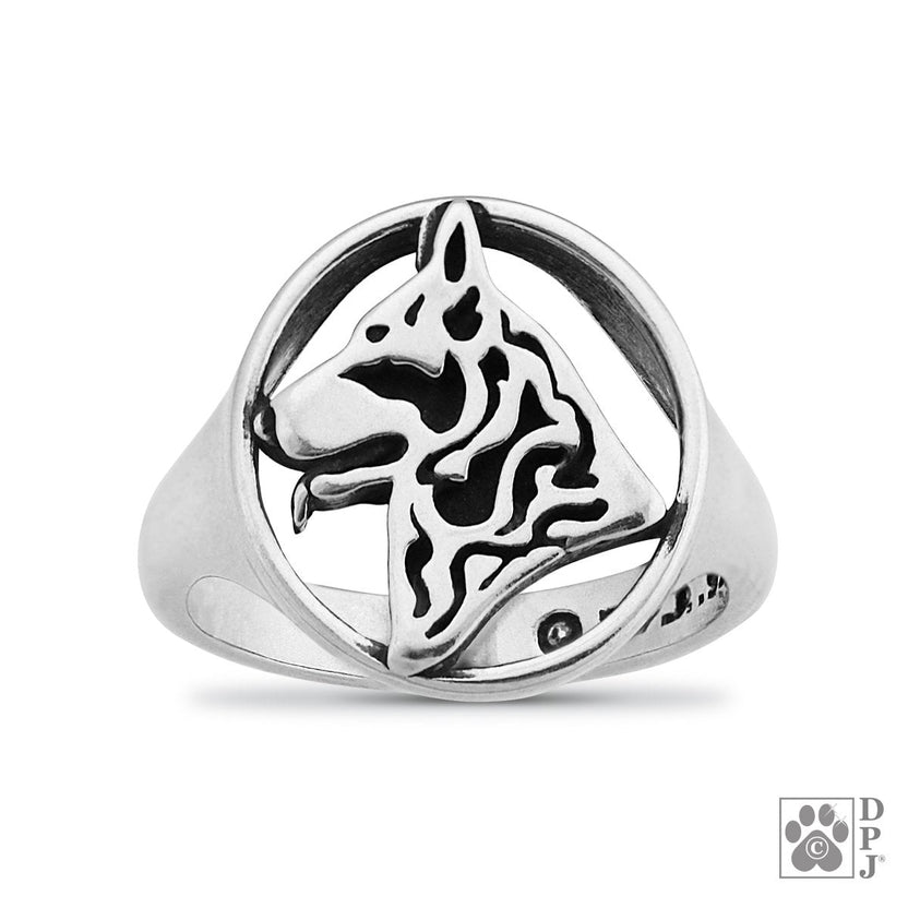 German Shepherd Dog, Head, Sterling Silver Ring | AKC Shop