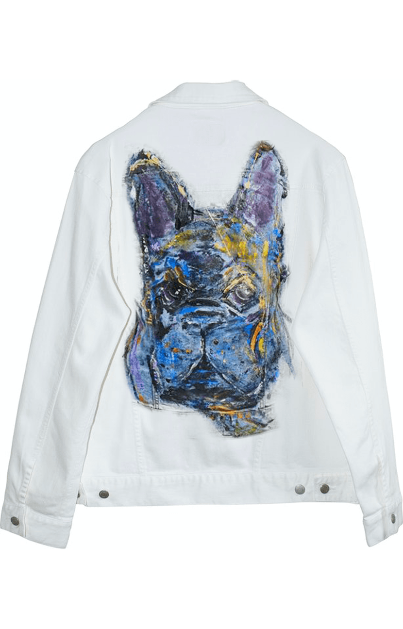 Customized Hand-Painted Dog Breed White Denim Jacket | AKC Shop