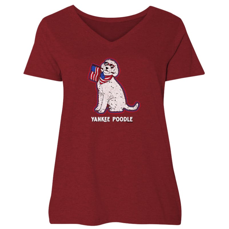 Yankee Poodle - Ladies Curvy V-Neck Tee | AKC Shop
